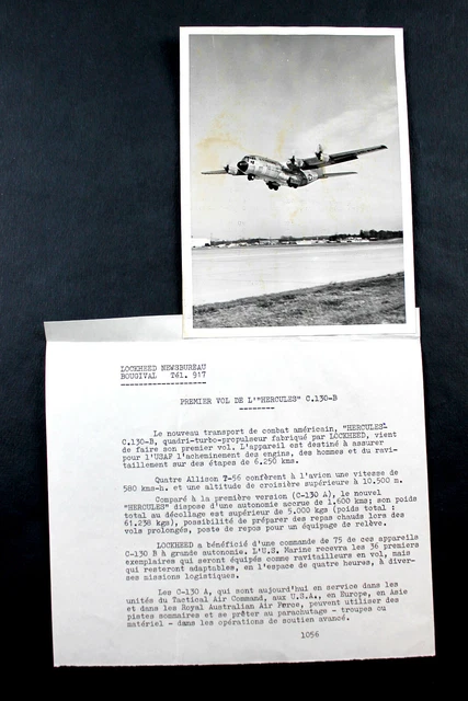 PHOTO AVION AIRCRAFT LOCKHEED HERCULES C-130B + DESCRIPTIF 18x13cm EUR ...