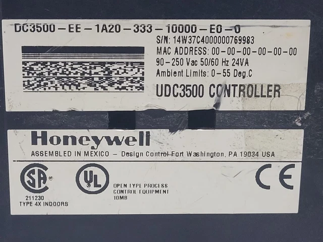 HONEYWELL DC3500-EE-1A20-333-10000-E0-0 UDC3500 CONTROLLER £1,583.61 ...