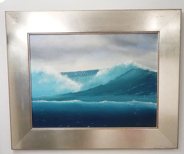 SURF WAVES,ORIGINAL OIL Painting PATRICK DOELL 1980, Hawaii, Framed 21 ...