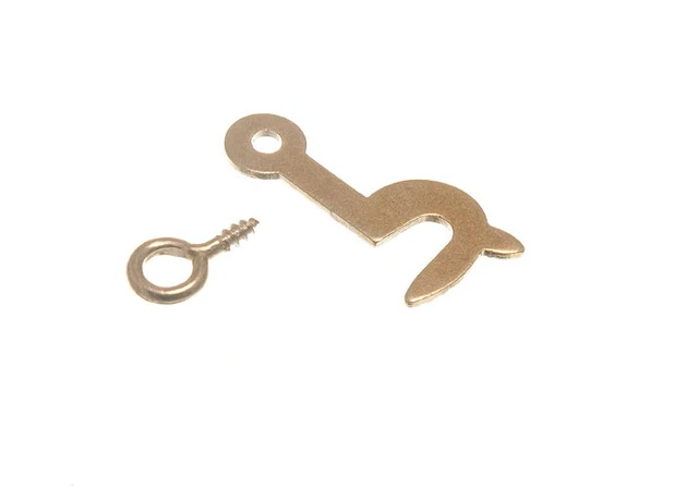 NEW 6 X 25mm Left Hand Brass Plated Steel Side Hook with Eye ... NEW 6 X 25mm Left Hand Brass Plated Steel Side Hook with Eye ...
