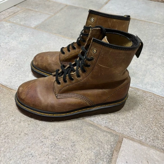 DR MARTENS AIR Wair Leather Work Boots Men’s 5 Brown Made in England £ ...