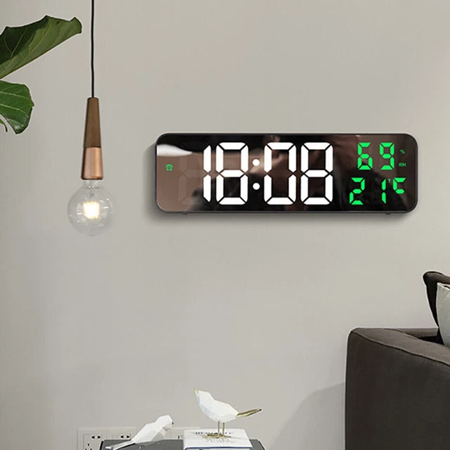 LED DIGITAL WALL Clock Wall Time Temperature Humidity Display ...