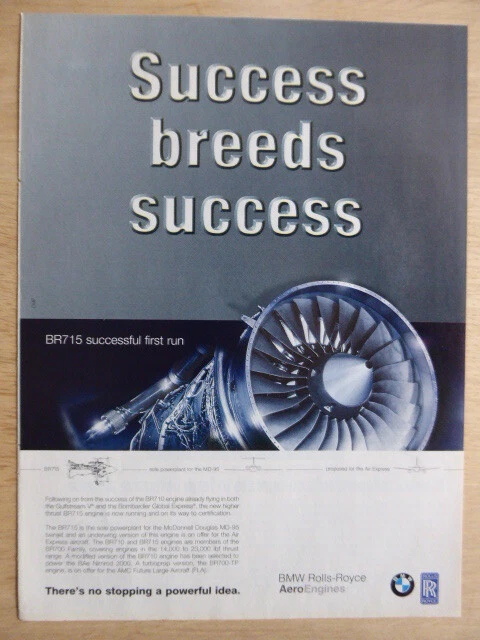 7/1997 PUB BMW Rolls-Royce Aero Engine Br710 Br715 Md-95 Original Ad £ ...