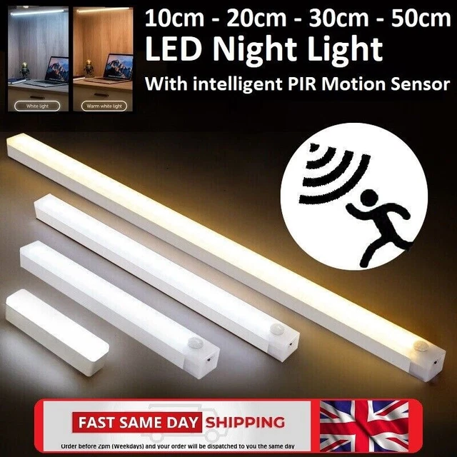 STRIP LIGHT LED PIR Motion Sensor USB Rechargeable Magnetic Cabinet ...