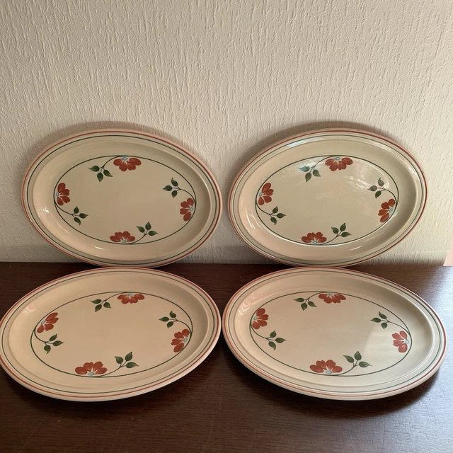 VINTAGE JOHNSON BROTHERS Table Plus "Tracy"Set Of 4 Oval Dinner Plates ...