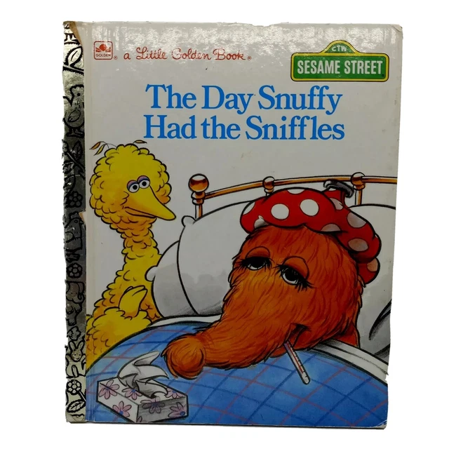 1988 LITTLE GOLDEN Book "The Day Snuffy Had the Sniffles" Sesame Street ...