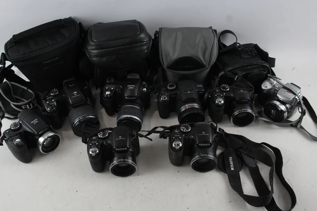 ASSORTED DIGITAL BRIDGE Cameras Inc. Fujifilm Etc w/ Some Straps x 8 ...