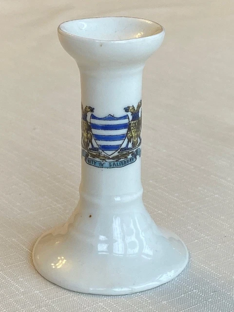 GEMMA CZECHOSLOVAKIA CRESTED WARE Miniature CANDLE STICK Souvenir of ...
