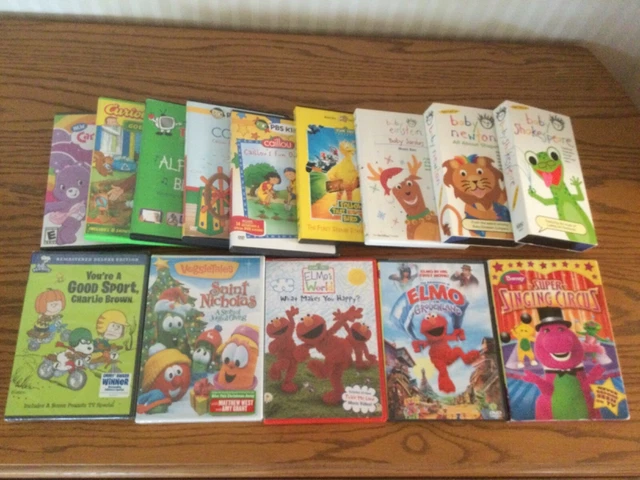 LOT OF 14 Children’s DVD’s - Barney, Elmo, Caillou, Care Bears, Charlie ...