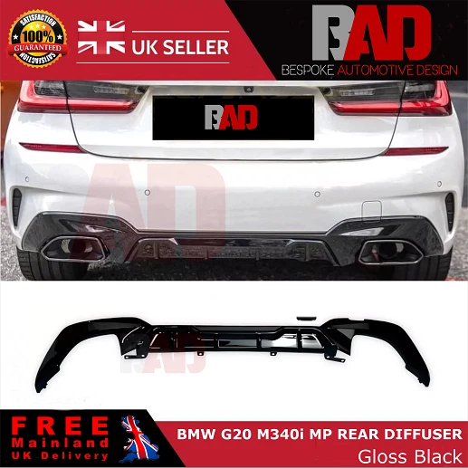 BMW 3 SERIES G20 G21 M340i M PERFORMANCE REAR DIFFUSER GLOSS BLACK 2019 ...
