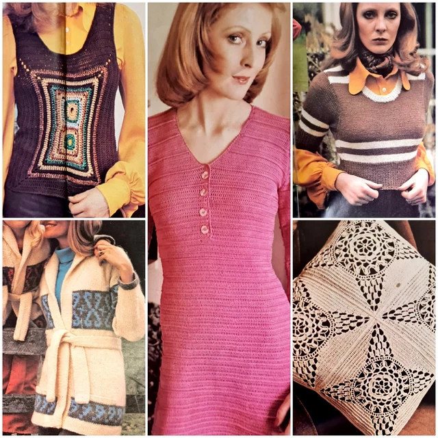 1970S SCOOP NECK Granny Square Vest Treasure Chest Knitting Crochet ...