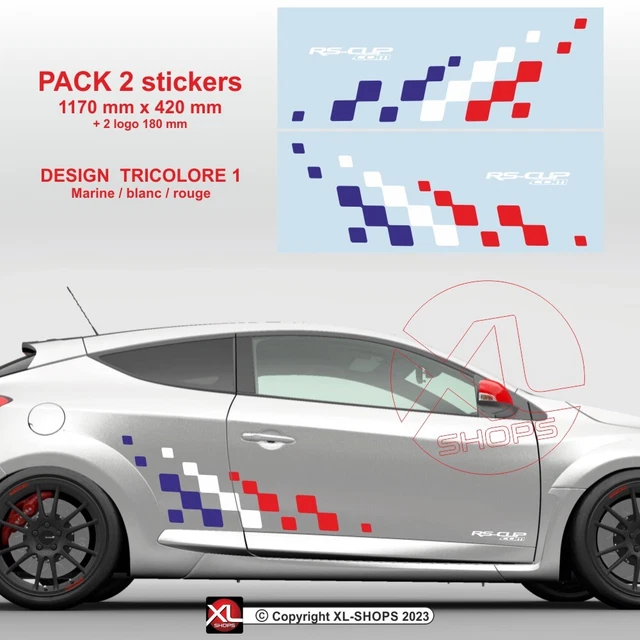 STICKER RENAULT RS damier tricolore megane clio twingo captur aufkleber ...