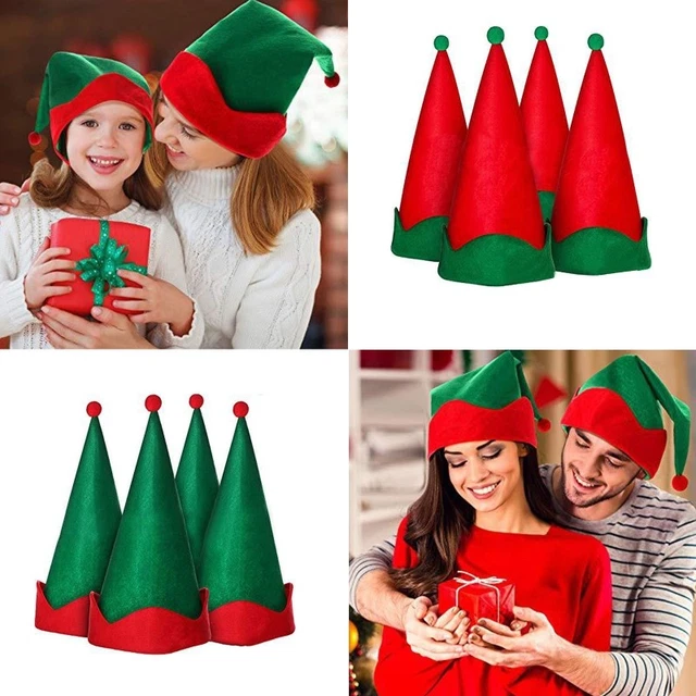 RED AND GREEN Christmas Hat Santa Claus Elf Hat Pointed Hat Gifts for ...