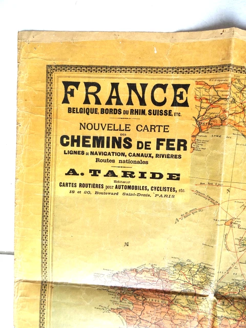 CARTE DES CHEMINS De Fer Lignes De Navigation Canaux Rivieres TARIDE ...