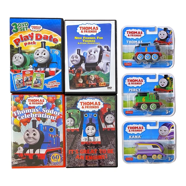 THOMAS & FRIENDS (DVD, LOT OF 4) + 3 pc Set / Fisher-Price Collectible ...