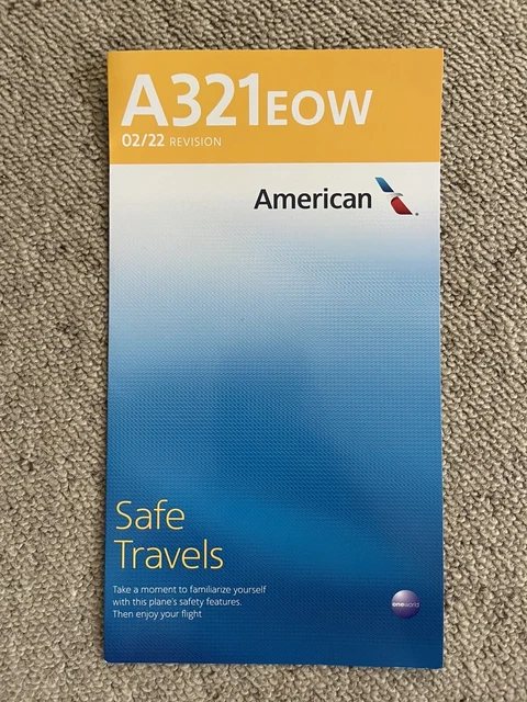 AMERICAN AIRLINES A321 EOW Air Safety Card £26.06 - PicClick UK