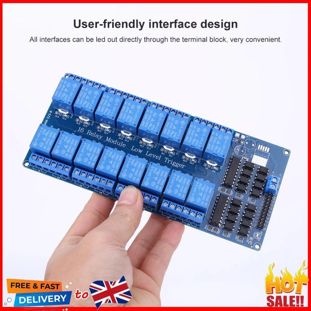 16 CHANNEL RELAY Interface Board with Optocoupler Useful for Home Smart ...