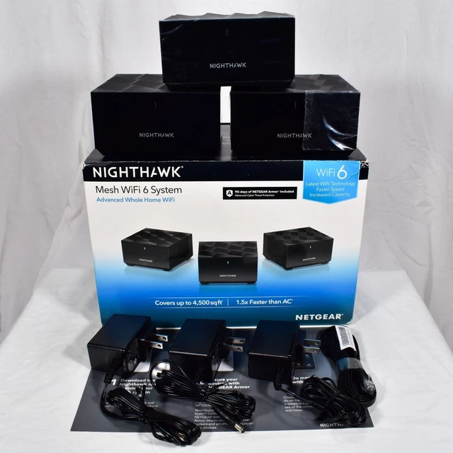 NETGEAR NIGHTHAWK ADVANCED Whole Home Mesh WiFi 6 System MK63S AX1800 ...