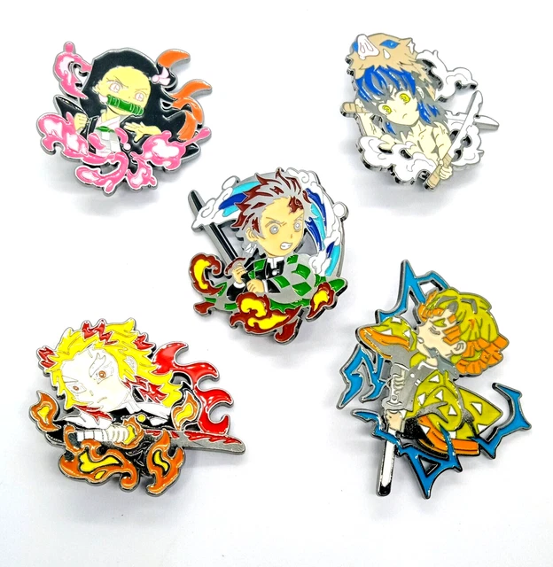 DEMON SLAYER PIN SET (5pcs) Large Kimetsu no Yaiba Anime Gift Enamel ...
