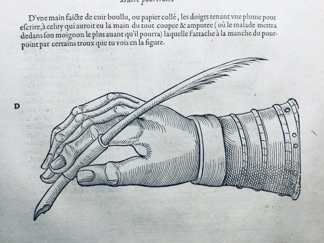 1585 AUTOMATE BRAS Mécanique Ambroise Paré Gravures Prothèse Médecine ...