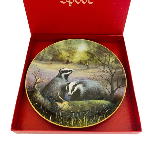 VINTAGE SPODE THE Wildlife Series Plate 4 Badger David A Finney Boxed ...