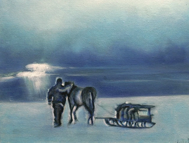 ORIGINAL OIL PAINTING, landscape signed by Nalan Laluk: "Crossing the ...