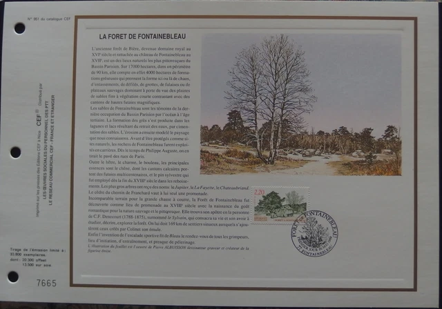 PHILATÉLIE FEUILLET ARTISTIQUE premier jour 1 timbre Forêt de ...