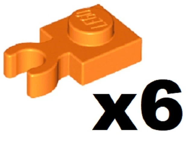 🧱 LEGO 6 New Orange Plate Mod 1x1 Open O Clip Thick Vertical Grip 4085d ...