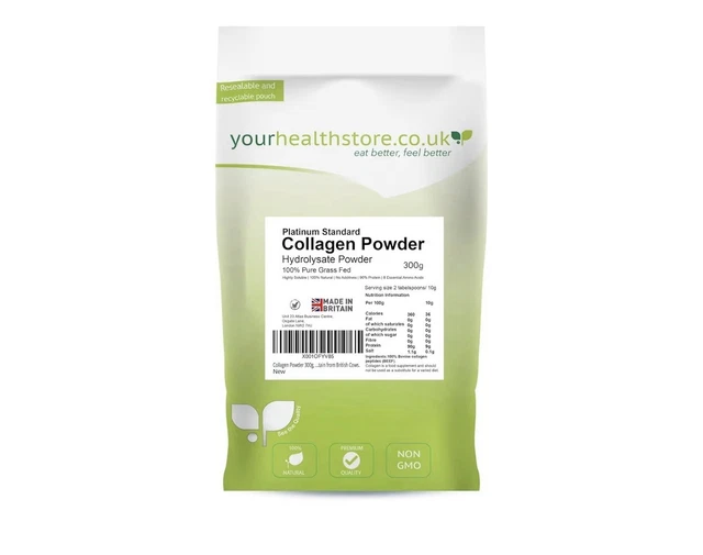 COLLAGEN POWDER 300G, 100% Pure Unflavoured, Grass Fed, Platinum ...