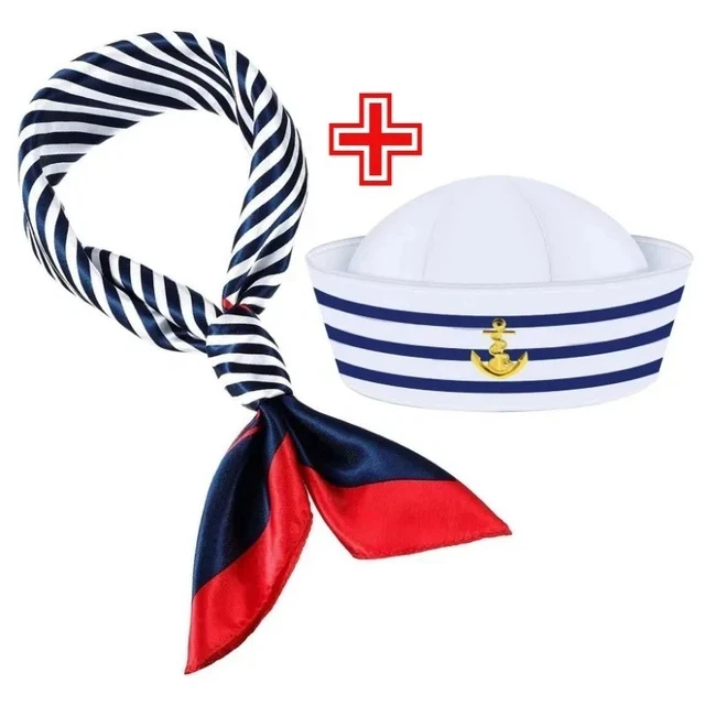 DELUXE SAILOR HAT Captain Navy Accessory Costume Naval Officer Marine ...