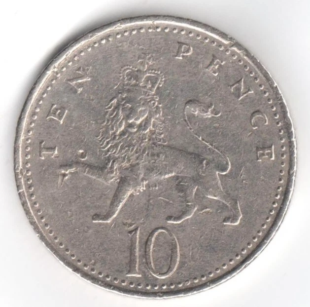 UNITED KINGDOM, 10 New Pence Coin 2000, Crowned Lion, Queen Elizabeth ...