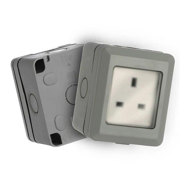 IP54 WEATHERPROOF UNSWITCHED 1 Gang Mains Socket In White 240V 13Amps ...