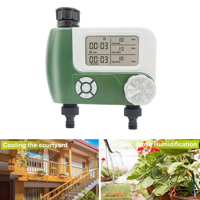 AUTOMATIC GARDEN IRRIGATION System LED Display 2 Outlet Ports Easy to ...