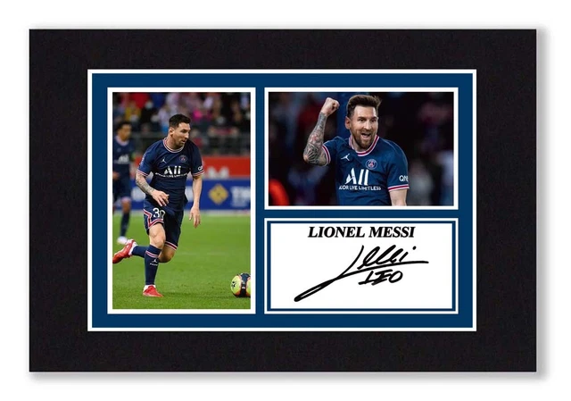 A4 MOUNT LIONEL MESSI Signed Print Autograph PHOTO Ready To Frame PSG ...