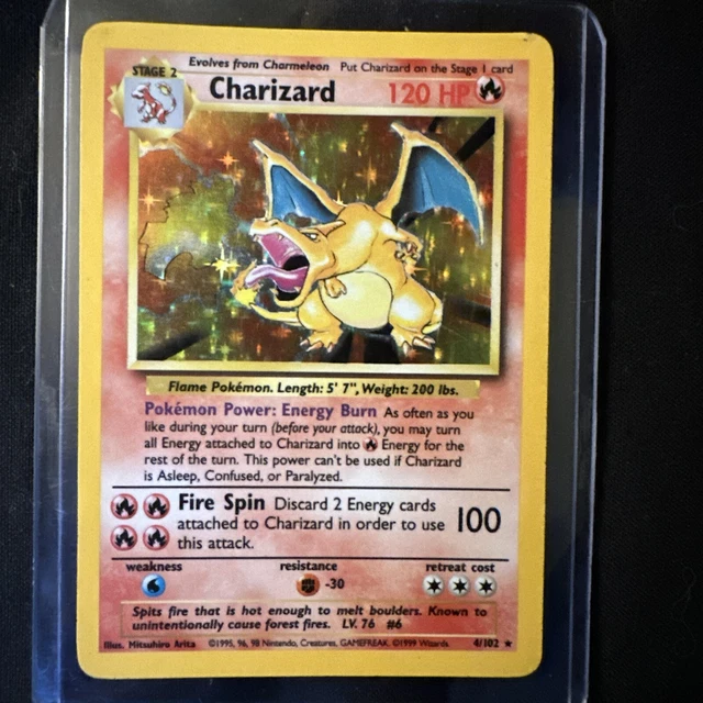 POKÉMON TCG CHARIZARD Base Set 4/102 Holo Rare Unlimited Holo Rare Lp ...