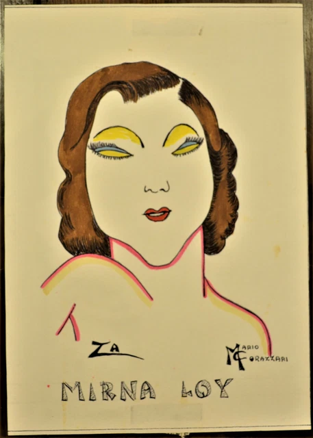 DISEGNO CARICATURALE ORIGINALE Di Mario Corazzari Myrna Loy EUR 50,00 ...
