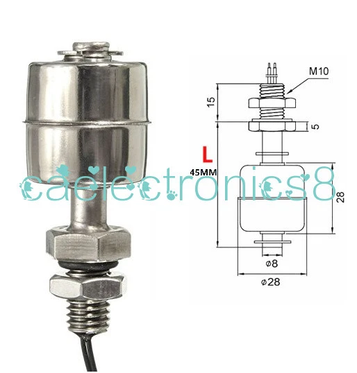 MINI INDICATOR VERTICAL Water Level Sensor Stainless Steel 45mm Float ...