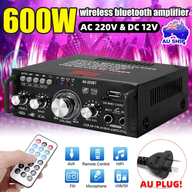 HIFI STEREO AMPLIFIER 600W 2CH Bluetooth USB FM Digital Party Home ...