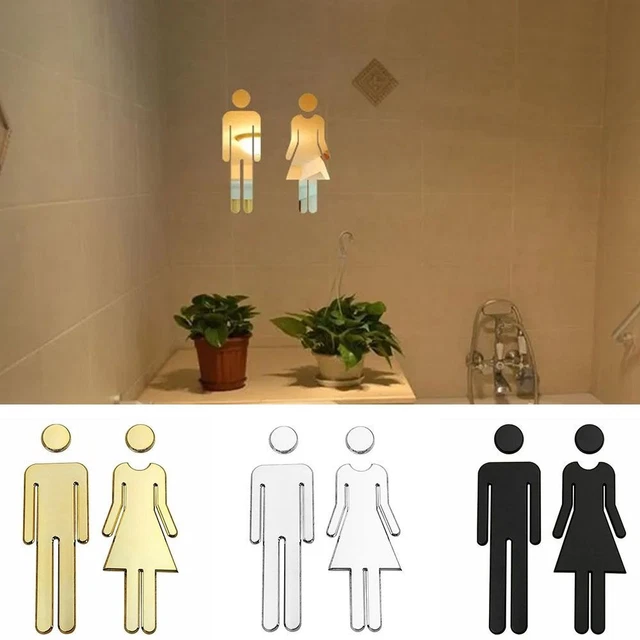 PLASTIC TOILET SIGNS DIY WC Door Wall Signs Washroom Sign Plate Home ...