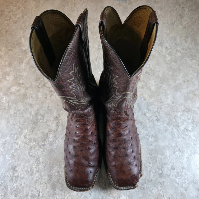 VINTAGE LARRY MAHAN Ostrich Leather Boots Mens Size 9 D * Read ...