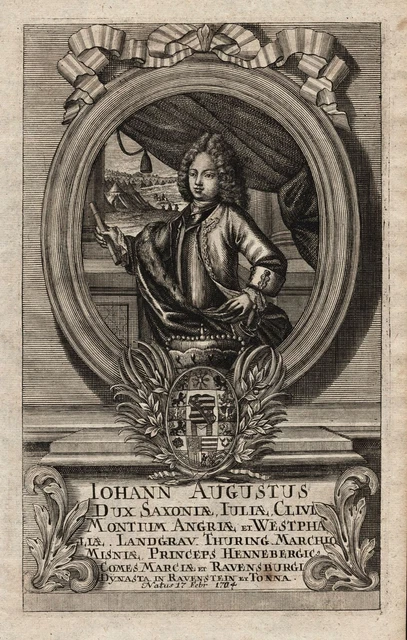 JOHANN AUGUST VON Sachsen-Gotha-Altenburg Herzog Portrait Kupferstich ...