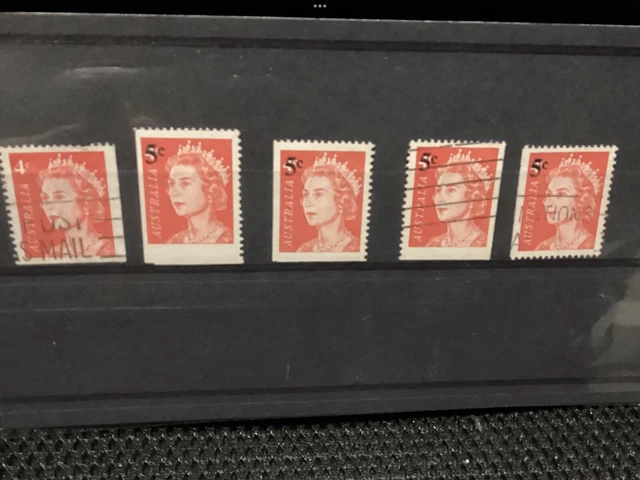 AUSTRALIA- QUEEN ELIZABETH II Stamp Red ( 5c On 4c ) Australian Stamp ...
