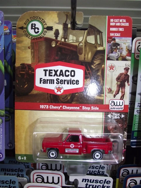 AUTO WORLD 1/64 chevy cheyenne step side texaco service de ferme neuf ...