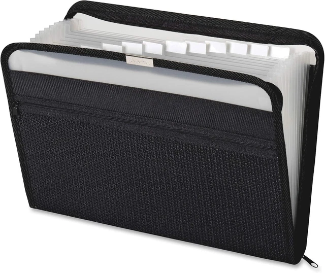 13-POCKET FABRIC/POLY EXPANDING Zip File, A-Z, Monthly & Blank Adhesive ...