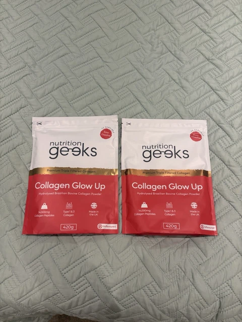 NUTRITION GEEKS COLLAGEN Glow Up Powder 14000mg, 420g, 30 Servings 2 ...
