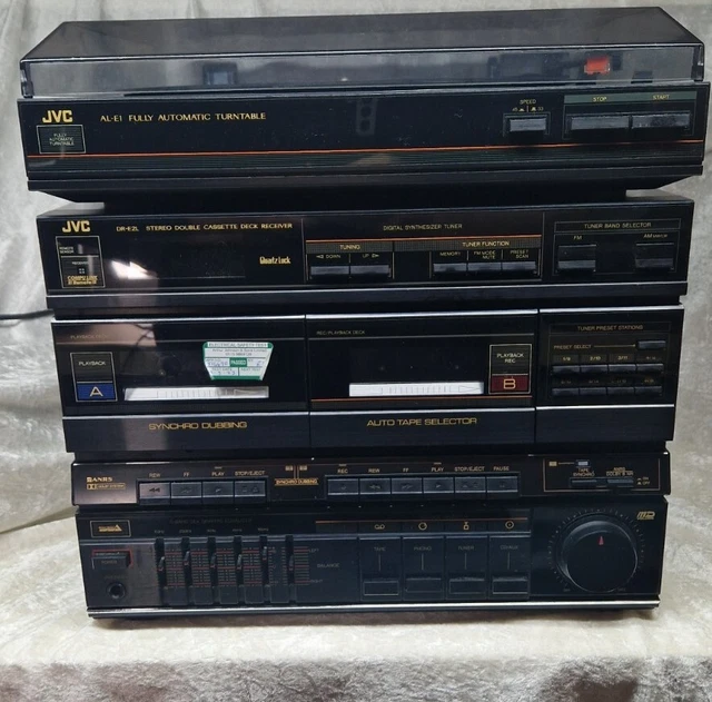 VINTAGE RETRO JVC DR-E2L Stereo Double Cassette Deck & Turntable AL-E1 ...