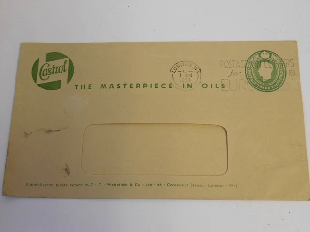 CASTROL OIL VINTAGE Company Envelope Dated 1954. Old, Original. EUR 3 ...