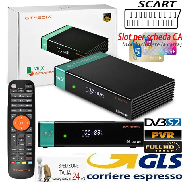 DECODER SATELLITARE RICEVITORE DVB-S/S2 SCART Slot per schede Tivusat ...