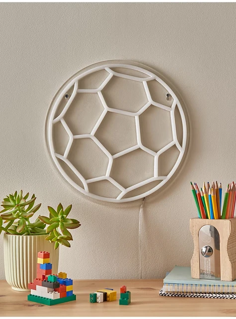 WHITE NEON-EFFECT FOOTBALL LED Light Battery-Powered Home Decor, 32cm ...