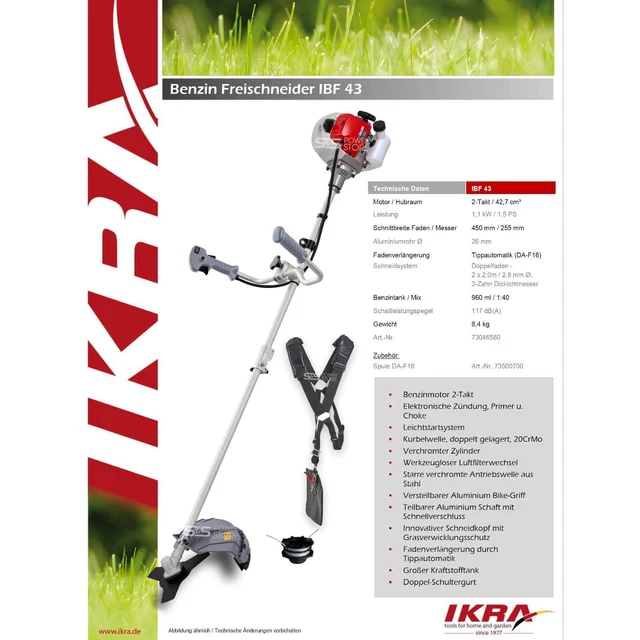 BENZIN FREISCHNEIDER IKRA IBF 43 Motorsense Doppelhandgriff Trimmer ...